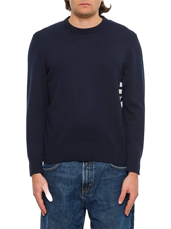 Thom Browne Crewneck 4-bar Stripe Sweater - Blue