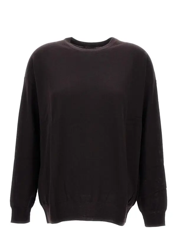 HIRA Crew Neck Ribbed Sweater - Brown
