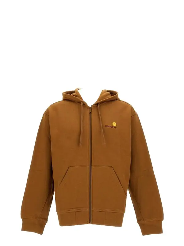 Carhartt Work In Progress American Script Zip-up Hoodie - Brown