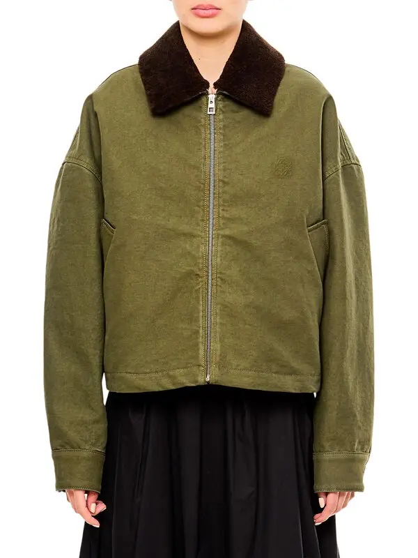 Loewe Jacket With Fur Collar - Green