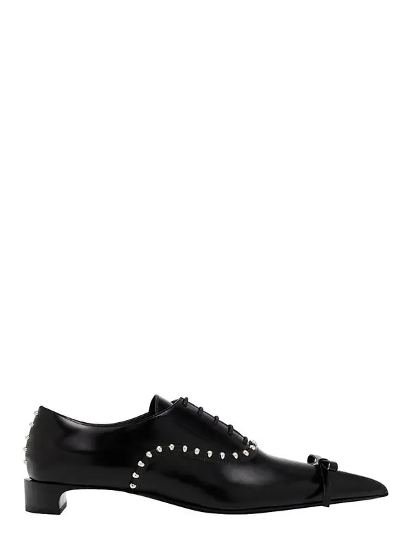 JIL SANDER Studded Lace-up Leather Oxford Pumps - Black