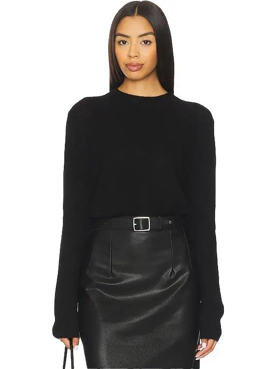 Enza Costa Easy Long Sleeve Crew Sweater - Black
