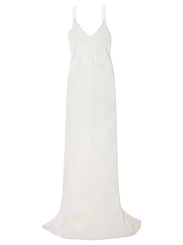 Victoria Beckham Lace-trimmed Satin-crepe Gown - Neutrals