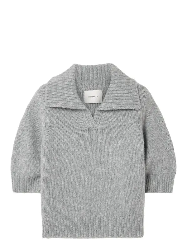 LISA YANG Lailai Cashmere And Silk-blend Polo Sweater - Gray
