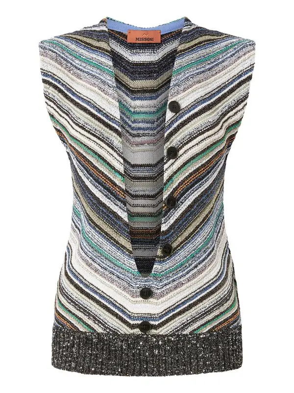Missoni Serafino Buttoned Knit Gilet - Blue