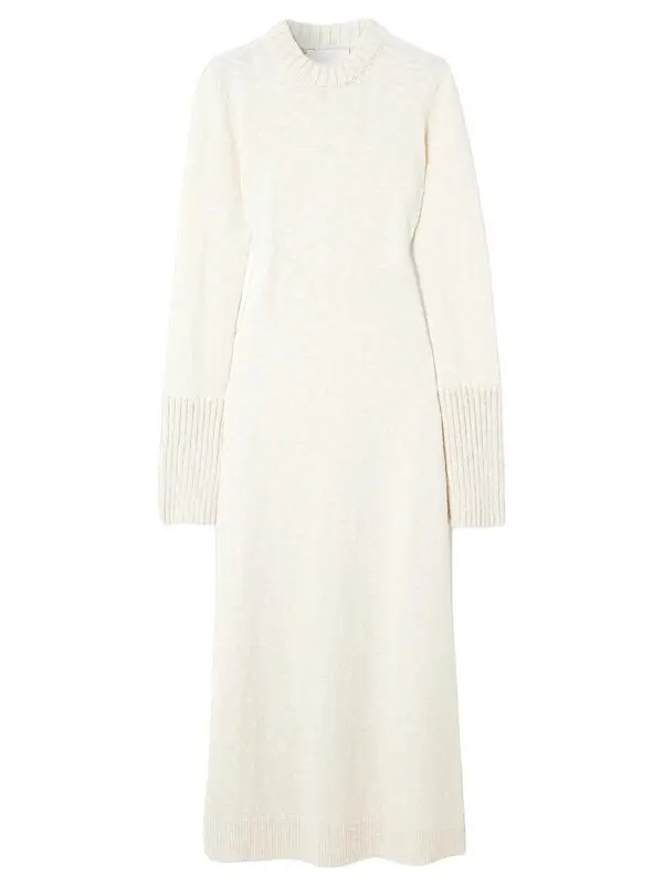 Sasuphi Cotton And Cashmere-blend Midi Dress - Neutrals