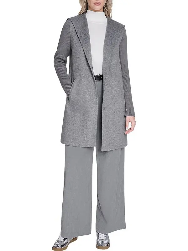 KENNETH COLE Hooded Double Face Coat - Grey