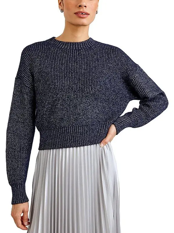 Bella Dahl Metallic Threaded Pullover Sweater - Moonlight