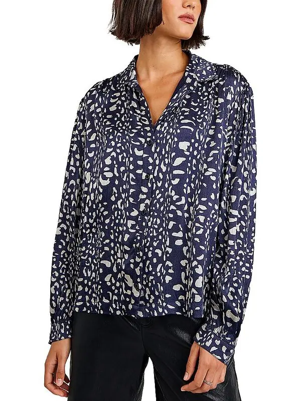 Bella Dahl Smocked Shoulder Textured Blouse - Arctic Animal
