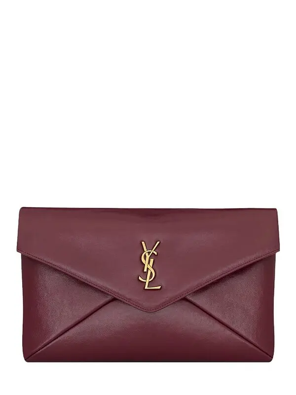 Saint Laurent Cassandre Large Envelope Pouch - Dark Ruby