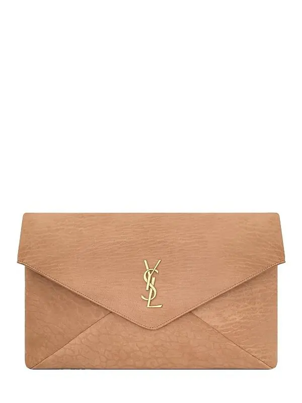 Saint Laurent Cassandre Large Envelope Pouch - Honey Caramel