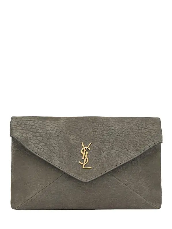 Saint Laurent Cassandre Large Envelope Pouch - Zinc Grey