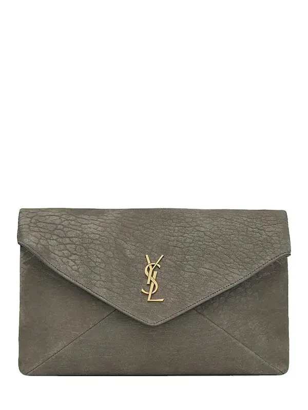 Saint Laurent Cassandre Large Envelope Pouch - Zinc Grey