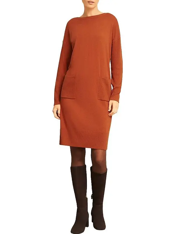 HOBBS LONDON Devora Knitted Sweater Dress - Sienna Orange