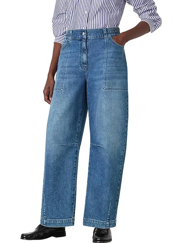 Whistles Elasticated Waist Barrel Jeans - Denim