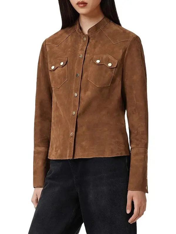 ALLSAINTS Rock Suede Shirt - Sugar Brown