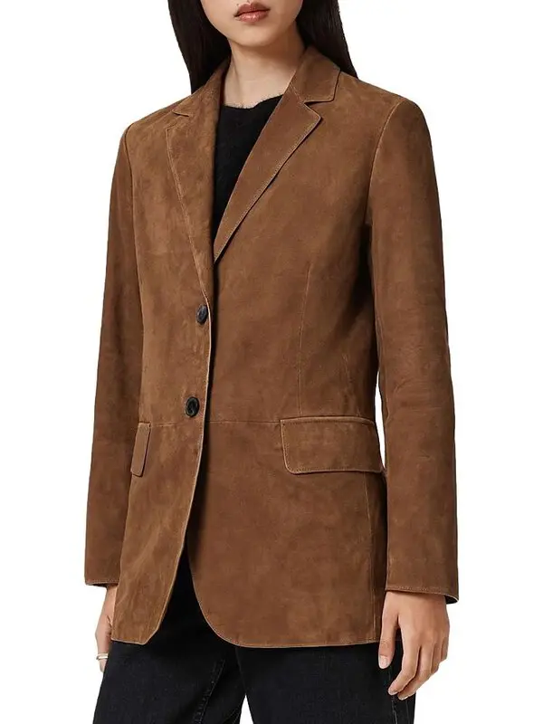 ALLSAINTS Arna Suede Blazer - Sugar Brown