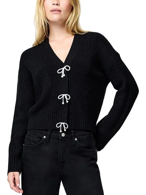 French Connection Embellished Knit Cardigan Sweater - Black