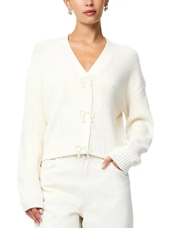 French Connection Embellished Knit Cardigan Sweater - Porcelain Cream