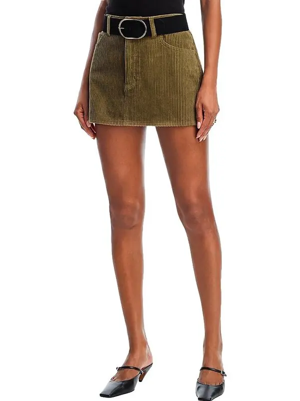 FRAME The Corduroy Mini Skirt - Artichoke