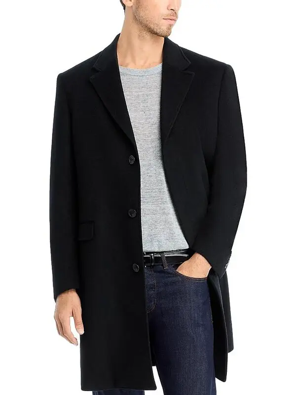 Vince Wool And Cashmere Flyfront Topcoat - Black