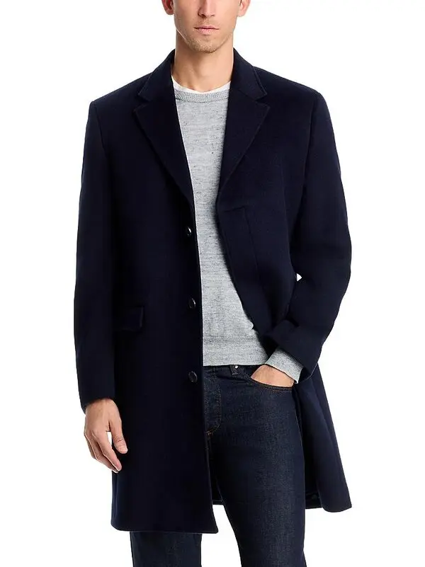 Vince Wool And Cashmere Flyfront Topcoat - Navy