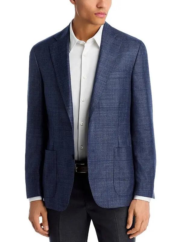 Vince Loro Piana Fabric Silk & Cashmere Windowpane Sport Coat - Navy/tonal