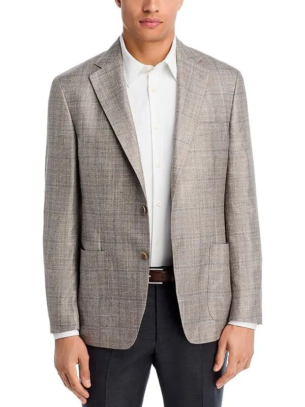 Vince Loro Piana Fabric Silk & Cashmere Windowpane Sport Coat - Oatmeal/grey