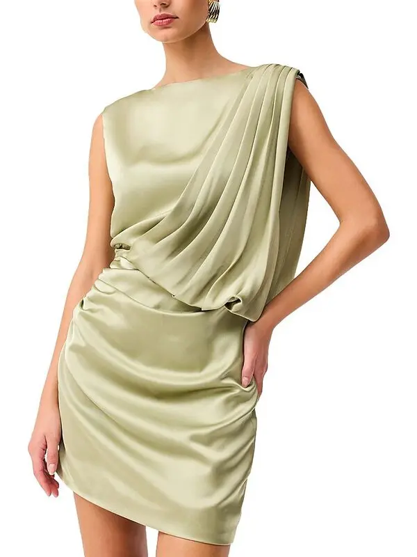 ELLIATT Brigid Asymmetrical Mini Dress - Olive