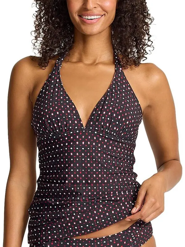 Tommy Bahama Sunset Blooms Reversible Halter Tankini Top - Black Rev