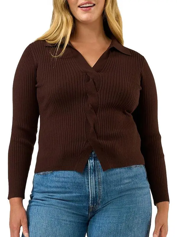ESTELLE Bronti Cable Knit Top - Chocolate