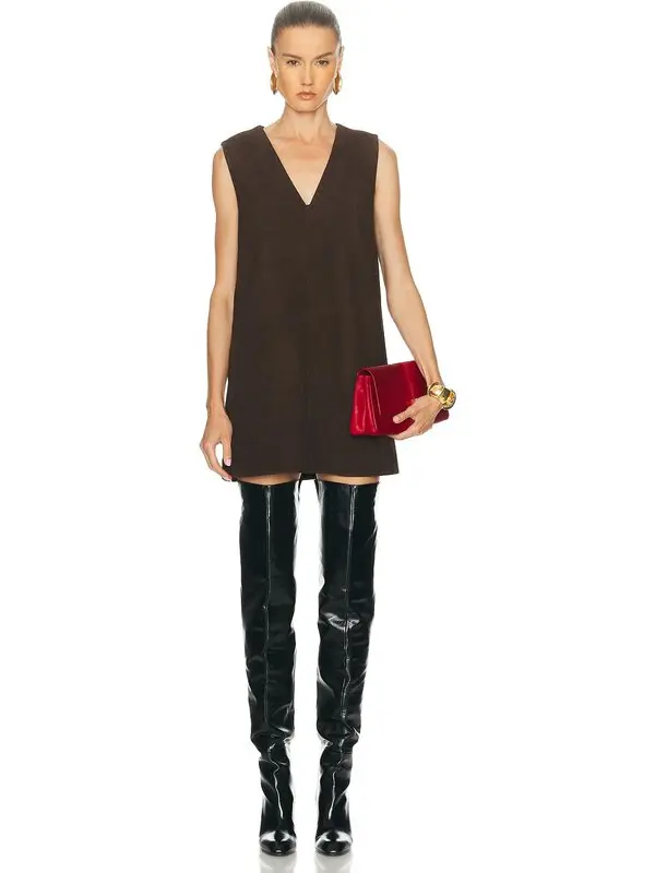 SIMONMILLER Fountain Suede Mini Dress - Choco Brown