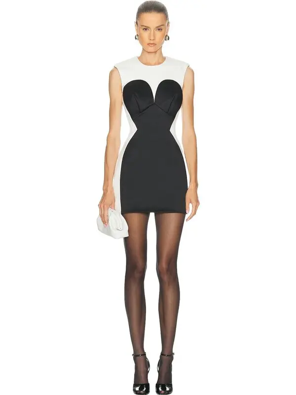 Marc Jacobs Seamed Up Satin Dress - Black & White