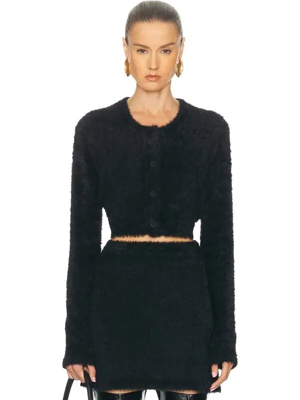 Helmut Lang Cropped Eyelash Cardigan - Black