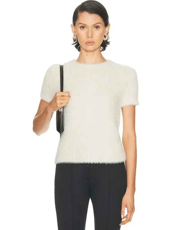Helmut Lang Crop Eyelash Tee - Ivory