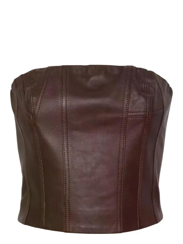 Amiri Bustier-style Leather Top - Brown