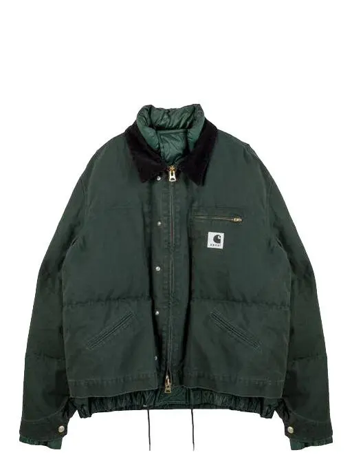 Sacai X Carhartt Wip Washed Duck Canvas Down Puffer Jacket - Green
