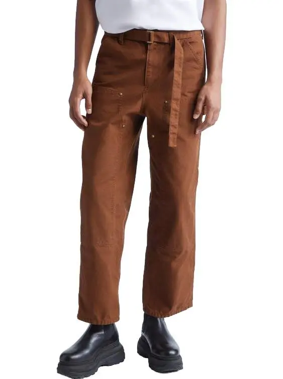 Sacai X Carhartt Wip Duck Canvas Carpenter Pants - Dark Beige