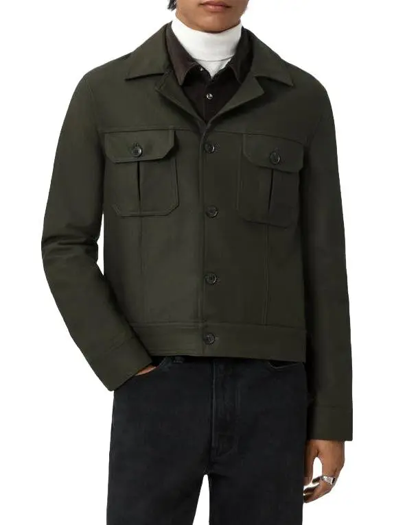 John Varvatos Wool-blend Twill Jacket - Army Green