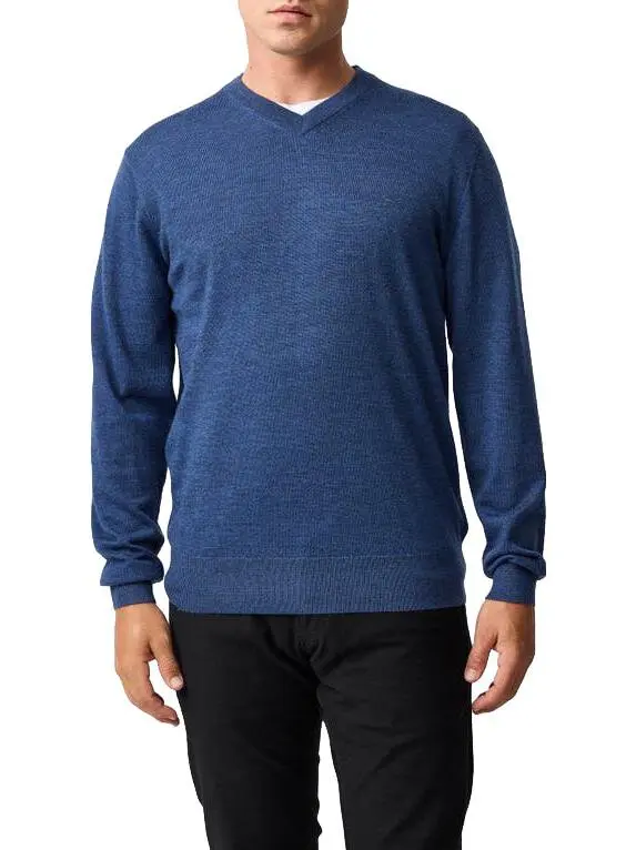 Rodd & Gunn Haywards Merino Wool V-neck Sweater - River