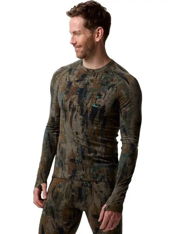 BACKCOUNTRY Cedars Rws Merino Lightweight Crew Baselayer Top - Camo Pendula Print