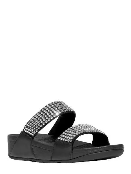 Fitflop Lulu Maxi-crystal Two-bar Slides - Black