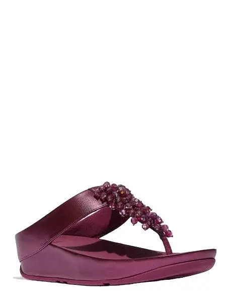 Fitflop Rumba Iridescent Beaded Toe-post Sandals - Metallic Ruby