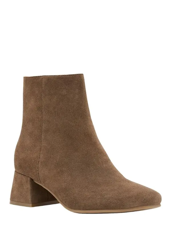 Blondo Lizzy Waterproof Square Toe Block Heel Bootie - Taupe Suede