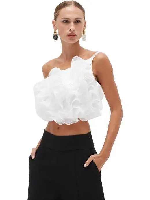 PatBO Chiffon Flutter Top - Off White
