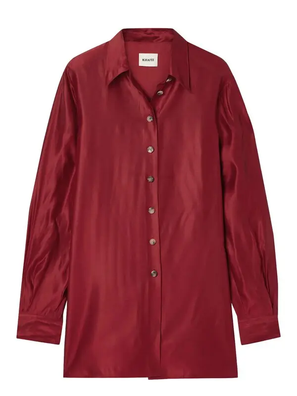Khaite Auryn Satin-twill Shirt - Red