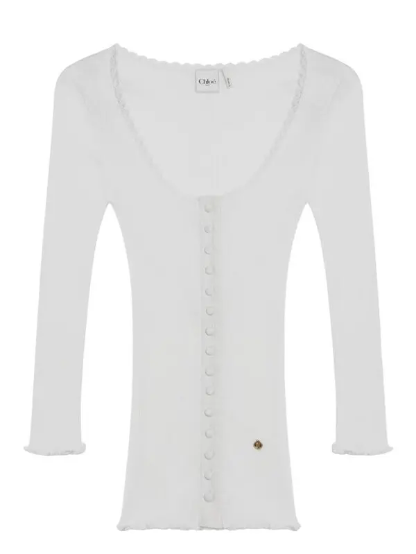 Chloé Fitted Cotton Cardigan - White
