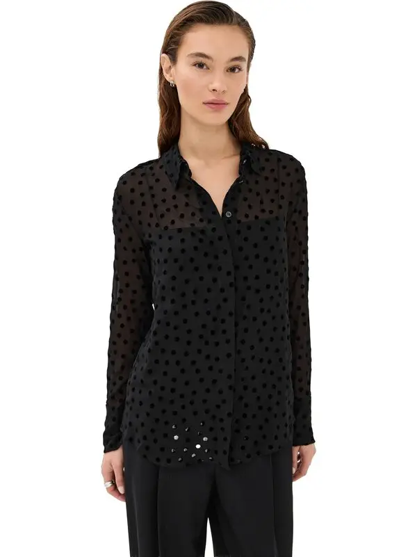Altuzarra Chika Velvet Polka Dot Top - Black