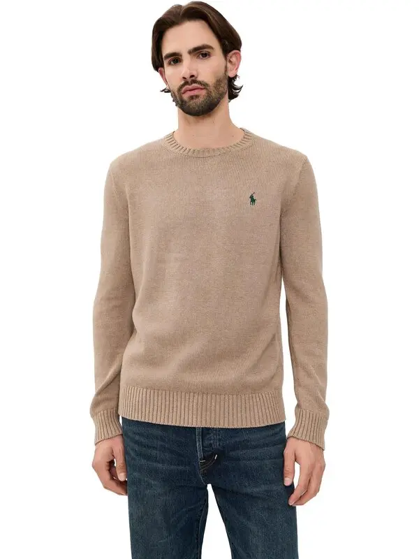 Ralph Lauren Long-sleeve Cotton Shaker Knit Crewneck - Bronze Melange