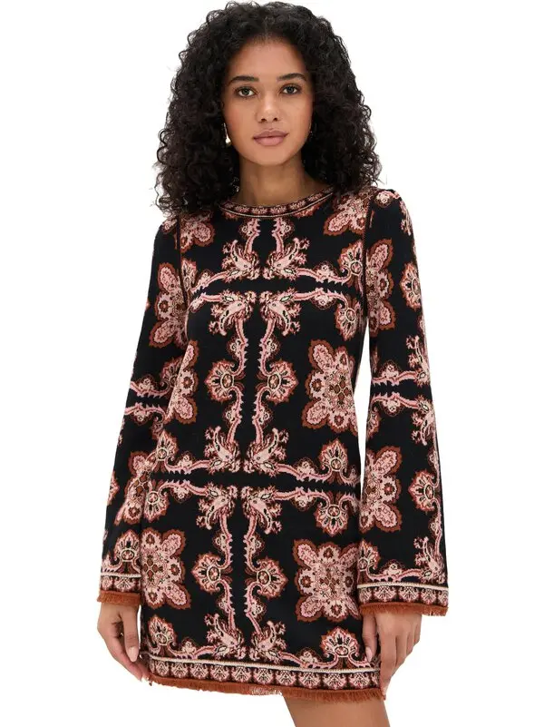 Cara Cara Fritz Mini Dress - Black Paisley Scarf